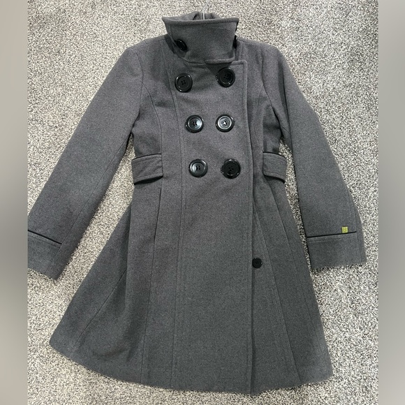 Soia & Kyo | Jackets & Coats | Soia Kyo Wool Long Grey Lines Coat ...